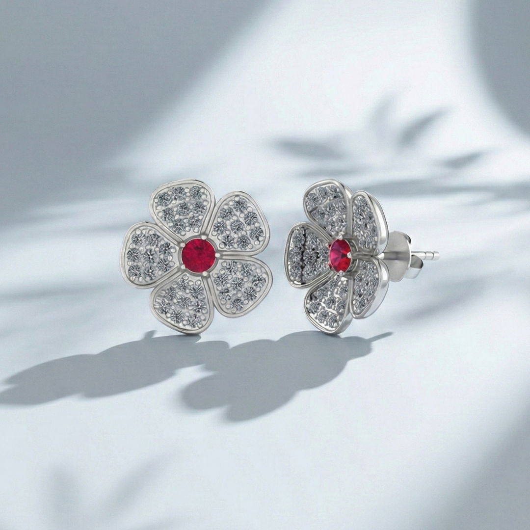 Ruby Flower Cluster Earrings – thejanki.com
